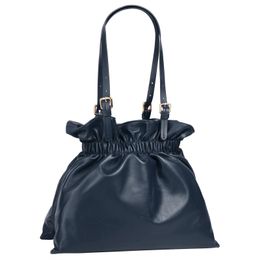 Samantha Look Damen Shopper, blau, Leder, unifarben, Taschen, echt Leder, Made in Italy