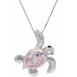 Firetti Damen Kette mit Anhänger "Schmuck Geschenk Silber 925 Halsschmuck Halskette Schildkröte", Silber 925 (Sterlingsilber), L: 45 B: 1mm, rosa,