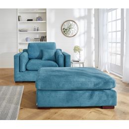 Polsterhocker Home Affaire, B:120cm H:53cm T:84cm, blau, 100% Polyester, Hocker, "Fresh Pond", weich gepolstert, passend zur Serie "Fresh Pond", in