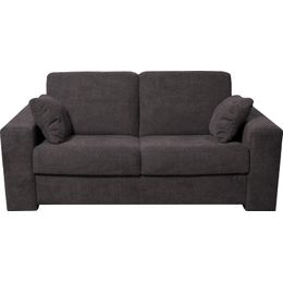 2-Sitzer Home Affaire, B:180cm H:85cm T:95cm, schwarz, 100% Polyester, Sofas, "Roma Matratzenh&ouml;he 14 cm", Dauerschlaffunktion, mit Unterfederung,