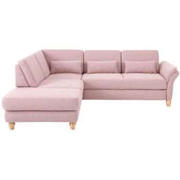 Ecksofa Home Affaire, B:259cm H:89cm T:225cm, rosa, Struktur fein (100% Polyester);Struktur (100% Polyester);Luxus-Microfaser Lederoptik (100%