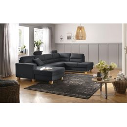 Wohnlandschaft Home Affaire, B:313cm H:100cm, grau, Sofas, "Navan, komfortabel mit viel Platz, U-Form", wahlweise mit Bettfunktion und Kopfstütze