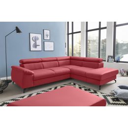 Ecksofa COTTA, B:249cm H:72cm T:207cm, rot, Microfaser (100% Polyester);Flachgewebe (100% Polyester), Wohnzimmer, Sofas, "Kitty L-Form, B: 249 cm",