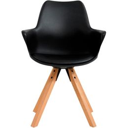 Esszimmerstuhl Salesfever, B:58cm H:84cm T:61cm, schwarz, Kunstleder, Kunststoff, Massivholz, St&uuml;hle, "Monza - Stilvoller Armlehnstuhl f&uuml;rs