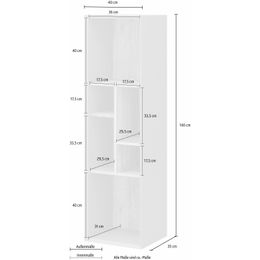 Wandregal Germania, grau, Wohnzimmer, Regale, "Calvi", H&ouml;he 140 cm