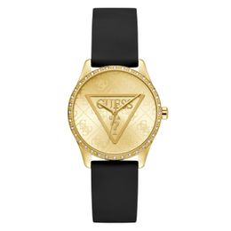 Guess Damen Quarzuhr "ROXY", schwarz, Armbanduhren, Armbanduhr, Damenuhr, Silikonarmband, Kristallglas
