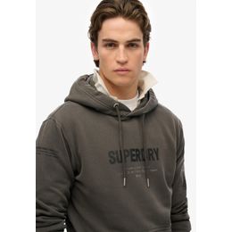 Superdry Herren Kapuzensweatshirt "UTILITY SPORT HOOD", schwarz, Gr. S, bedruckt, angeraute Sweatware, Obermaterial: 80% Baumwolle, 20% Polyester,