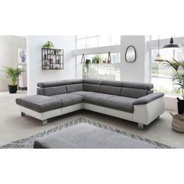 Ecksofa COTTA, B:249cm H:72cm T:100cm, weiß, Microfaser PRIMABELLE (100% Polyester);Kunstleder SOFTLUX;Feinstruktur (100% Polyester);Kunstleder