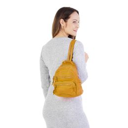CLUTY Damen Cityrucksack, gelb, Leder, Rindsleder, unifarben, Rucks&auml;cke, echt Leder, Made in Italy