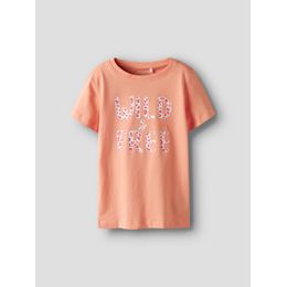 name it Mädchen T-Shirt "NKFVANAYA SS TOP NOOS"papaya punch print:wild, free, Gr. 116, bedruckt, Jersey, Obermaterial: 100% Baumwolle, Shirts, mit