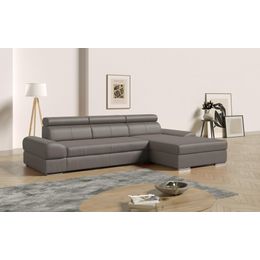 Sit & More Ecksofa SIT & MORE, B:284cm H:79cm T:171cm, grau, Luxus-NaturLeder;Luxus-Kunstleder;NaturLEDER;Microfaser Primabelle (100% Polyester), Wohnzimmer,