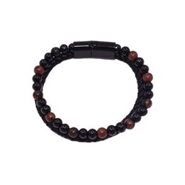 Firetti Herren Lederarmband "Schmuck Geschenk Armschmuck Edelsteinarmband Onyx", 20cm, Edelstahl Lava Leder, rot, Edelstahl, Lava, Leder, Armb&auml;nder,
