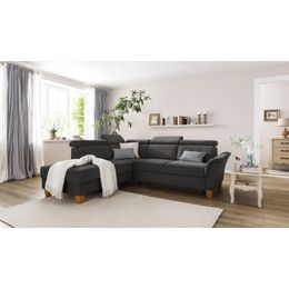 Ecksofa Home Affaire, B:247cm H:84cm T:217cm, braun, 100% Polyester, Wohnzimmer, Sofas, "Conville L-Form", Federkern, wahlweise mit Bettfunktion und