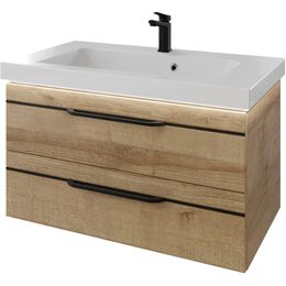 Waschtisch SAPHIR, B:92cm H:55,6cm T:50,8cm, braun, Badezimmer, Waschtische, "Serie Balto Mineralmarmor-Waschtisch mit Unterschrank, 92 cm breit",