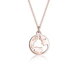 Elli Damen Kette mit Anh&auml;nger "mit Anh&auml;nger Weltkugel Travel 925 Silber", 45, Silber 925 (Sterlingsilber), L: 45, rosa, Silber 925 (Sterlingsilber),