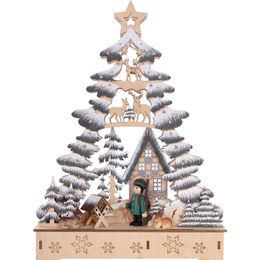 Weihnachtsdorf "Weihnachtsdeko", B/H/T: 5,5cm x 33,5cm x 24cm, beige, MyFlair MÖBEL & ACCESSOIRES, Weihnachtsdörfer, Tannenbaumform, Höhe ca. 33 cm