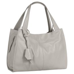CLUTY Damen Shopper, grau, Leder, leicht gl&auml;nzend, unifarben, Taschen, echt Leder, Made in Italy