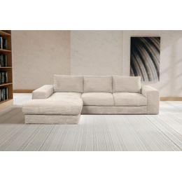 Ecksofa WERK2, B:280cm H:86cm T:190cm, weiß, 100% PES, Wohnzimmer, Sofas, "Rozzana Design Ecksofa mit hohem Komfort, zeitlos & elegant, L-Form", in
