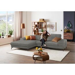 Ecksofa W.Schillig, B:303cm H:70cm T:193cm, grau, Chenille-Flachgewebe R66 (85% Polyester, 15% Nylon), Wohnzimmer, Sofas, "Piedroo, Designsofa mit