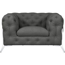 Chesterfield-Sessel Home Affaire, B:125cm H:75cm T:97cm, grau, Struktur (100% Polyester9;Samtoptik (100% Polyester), Sessel, "Amaury Sessel",