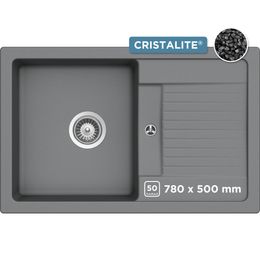 Schock Granitsp&uuml;le "Lima D-100S", beidseitig, grau, K&uuml;chensp&uuml;len, 78/50 cm, Auflagesp&uuml;le