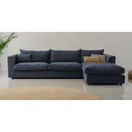 Ecksofa, B:297cm H:77cm T:186cm, blau, LeGer Home by Lena Gercke, 100% Polyester, Wohnzimmer, Sofas, "Avelina", Breite 297 cm, in Cord- und Chenille-