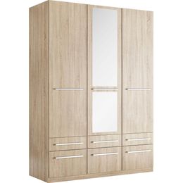 Kleiderschrank Priess, B:140cm H:193cm T:54cm, braun, Holzwerkstoff, Schlafzimmer, Schr&auml;nke, "Schrank Garderobe W&auml;scheschrank Barcelona in 5