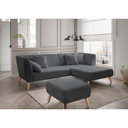 Ecksofa Inosign, B:264cm H:80cm T:160cm, grau, 100% Polyester, Wohnzimmer, Sofas, "Colori Polstermöbel mit zeitlos eleganter Rückenführung. L-Form",
