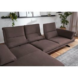 Ecksofa W.Schillig, B:291cm H:94cm T:164cm, braun, Stoff S37 (100% Polyester): Luxus-Microfaser in Lederoptik, Wohnzimmer, Sofas, "broadway,