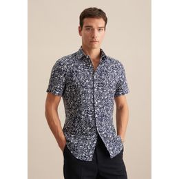Seidensticker Herren Businesshemd "Slim", blau, Gr. 40, gebl&uuml;mt, 100% Leinen, Hemden, Slim Kurzarm Kentkragen Floral