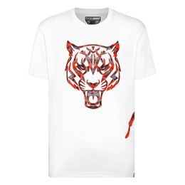Plein Sport Jungen T-Shirt "Tiger", wei&szlig;, Gr. XS, Obermaterial: 100% Baumwolle, Shirts