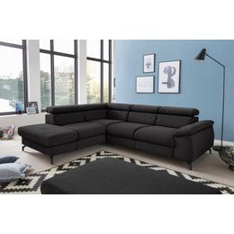 Ecksofa COTTA, B:249cm H:72cm T:207cm, schwarz, Microfaser (100% Polyester);Flachgewebe (100% Polyester), Wohnzimmer, Sofas, "Kitty L-Form, B: 249