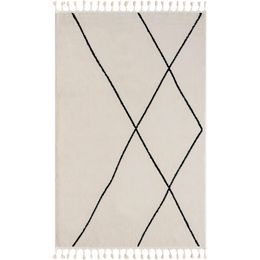 Hochflor-Teppich, B:160cm H:24mm L:230cm, schwarz-wei&szlig;, MyFlair M&Ouml;BEL & ACCESSOIRES, Polyester, Polypropylen (PP), Teppiche, "Moroccan Signature",