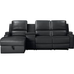 Ecksofa Home Affaire, B:240cm H:105cm T:155cm, schwarz, Wohnzimmer, Sofas, "NAPORI Multimediasofa, 3er Kinosessel XXL, L-Form, 3 Bezugsstoffe",