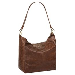 Samantha Look Damen Shopper, braun, Leder, Reptilienpr&auml;gung, Taschen, echt Leder, Made in Italy