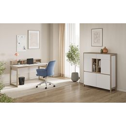 B&uuml;rom&ouml;bel-Set Home Affairewei&szlig; skandi eiche, Holzwerkstoff, Arbeitsm&ouml;bel-Sets, "Stranda im Scandi-Style, Home Office, B&uuml;ro in zwei Farben verf&uuml;gbar",