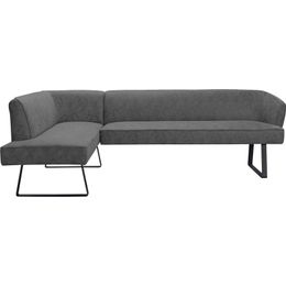 Eckbank, B:249cm H:83cm T:157cm, grau, exxpo - SOFA FASHION, Esszimmer, Sitzb&auml;nke, "Americano", mit Keder und Metallf&uuml;&szlig;en, Bezug in verschiedenen