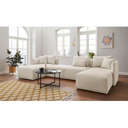 Ottomane OTTO HOME, B:90cm H:74cm T:172cm, beige, Samtoptik (100% Polyester);Struktur (100% Polypropylen);Webstoff (100% Polyester);Struktur fein