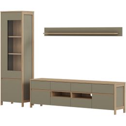 Wohnwand Home Affaire, B:266cm, grau, Holzwerkstoff, Wohnzimmer, Kastenm&ouml;bel-Sets, "Stranda, moderne Anbauwand, Komplettset im Scandi-Style", enth&auml;lt