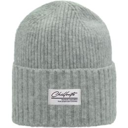 Chillouts Damen Beanie "Agneta Hat", grau, Feinstrick, Materialmix, M&uuml;tzen, Mit Wollanteil, extra breiter Umschlag
