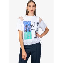Damen Blusenshirt, wei&szlig;, Gr. 34, Sportalm KITZB&Uuml;HEL, bedruckt, Single Jersey, Obermaterial: 100% Baumwolle, Shirts, mit Tunnelzug am Saum