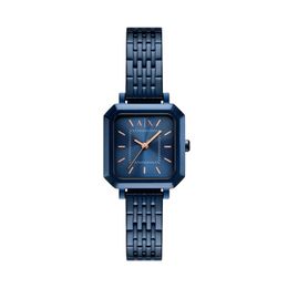 Armani Exchange Damen Quarzuhr, blau, Armbanduhren, Armbanduhr, Damenuhr, Edelstahlarmband, analog