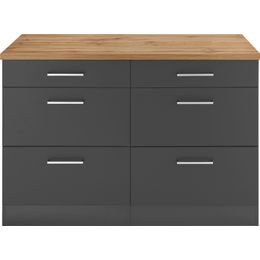 Unterschrank KOCHSTATION, B:120cm H:85cm T:60cm, grau, MDF, K&uuml;che, Schr&auml;nke, "KS-Kehl", Breite 120 cm