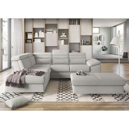 Sit & More Ecksofa SIT & MORE, B:274cm H:87cm T:230cm, grau, 100% Polyester, Wohnzimmer, Sofas, "Cabrio L-Form, B: 274 cm, mit Sitztiefen-, Arm- &