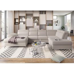 Sit & More Wohnlandschaft SIT & MORE, B:359cm H:87cm T:230cm, grau, 100% Polyester, Sofas, "Cabrio U-Form, B: 359 cm, mit Sitztiefen-, Arm- &