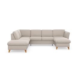 Wohnlandschaft Home Affaire, B:307cm H:86cm T:213cm, grau, 100% Polyester, Sofas, "Trelleborg U-Form", Federkern-Polsterung, wahlweise mit
