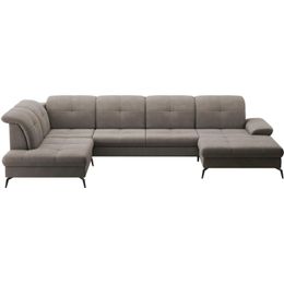 Sit & More Wohnlandschaft SIT & MORE, B:357cm H:90cm T:231cm, braun, 100% Polyester, Sofas, "Amica, U-Form, inkl. Sitztiefenverstellung und Armteilverstellung",