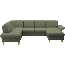 Wohnlandschaft Home Affaire, B:314cm H:90cm T:195cm, gr&uuml;n, 95% Polyester 5% Polyamid, Sofas, "Rochelle, U-Form", optional mit Armteilverstellung, mit