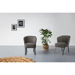 Sessel, B:66cm H:80cm T:69cm, grau, exxpo - SOFA FASHION, Wohnzimmer, Sessel, "Americano, Loungesessel", mit Keder und Metallf&uuml;&szlig;en, Bezug in