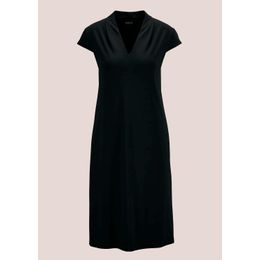 Madeleine Mode MADELEINE Damen Sommerkleid "Kleid Etui-Kleid mit V-Ausschnitt und kurzen Ärmeln", schwarz, Gr. 36, Obermaterial: 60% Viskose CV. 31% Polyamid PA. 9%